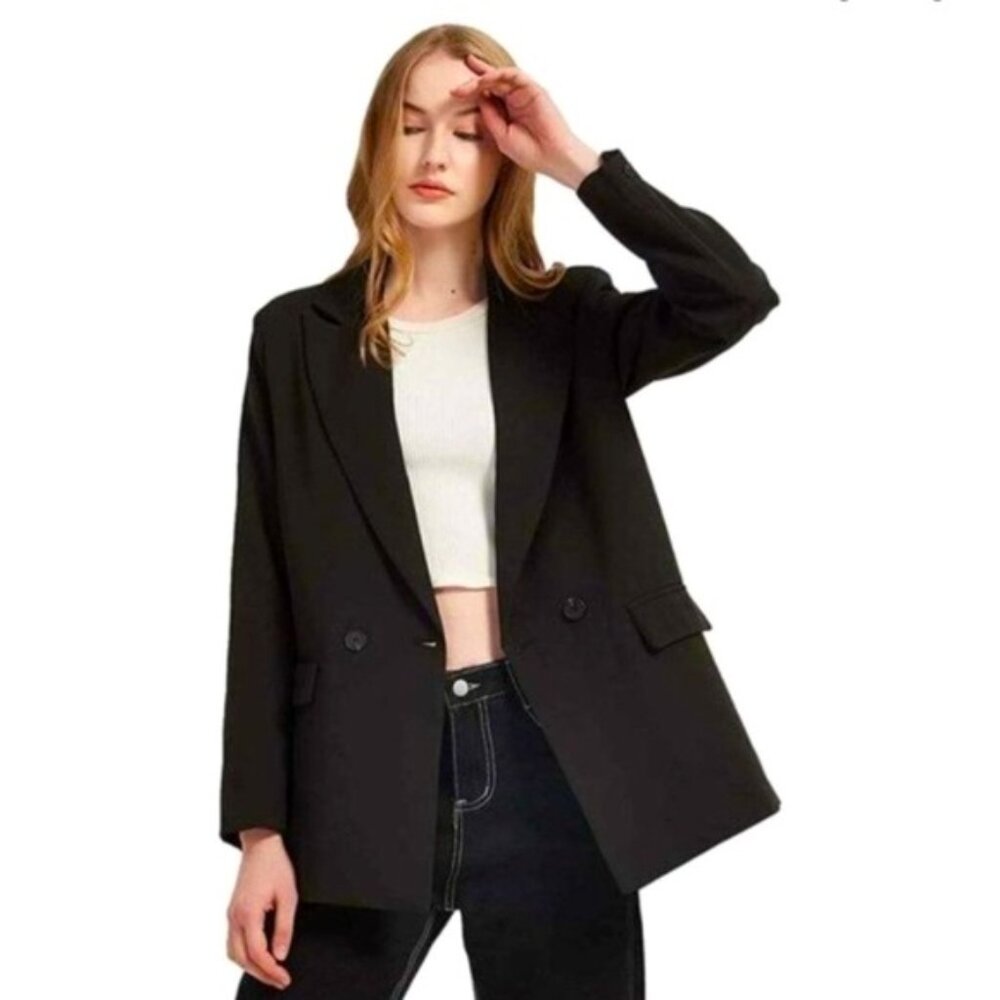 Oversized Button Blazer Black - Gem